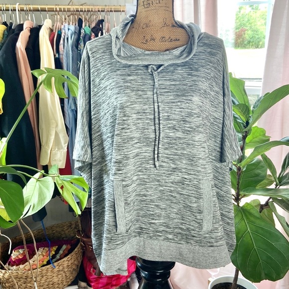 Talbots | Tops | Talbots Gray Black Hooded Poncho Hoodie Top One Size ...